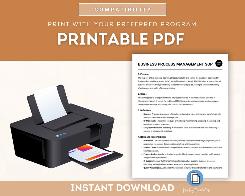 Business Process Management SOP Template, BPM Standard Operating ...