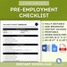 Pre-employment Checklist, New Hire Checklist, Employee Onboarding ...