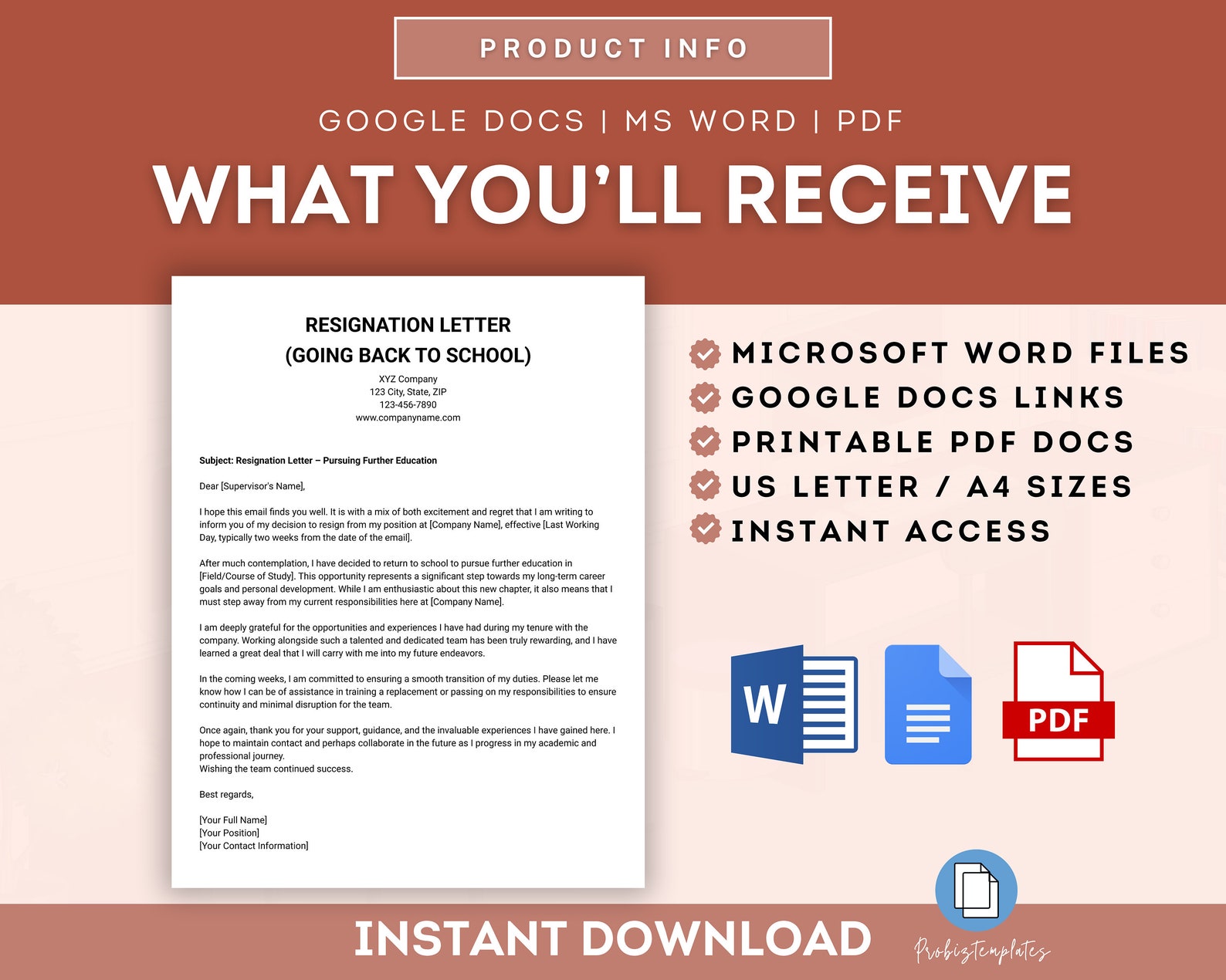 Resignation Letter Going Back to School Template, Formal Resignation ...