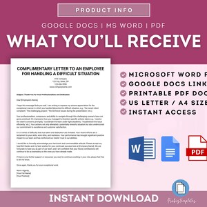 Employee Difficult Situation Compliment Letter Template, Employee ...