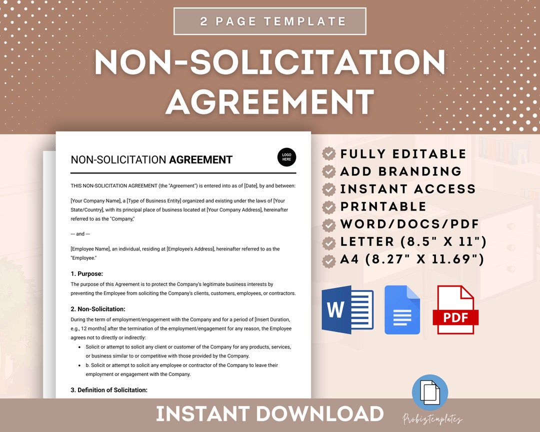 Non-solicitation Agreement Template, Employee Non-solicitation Contract ...