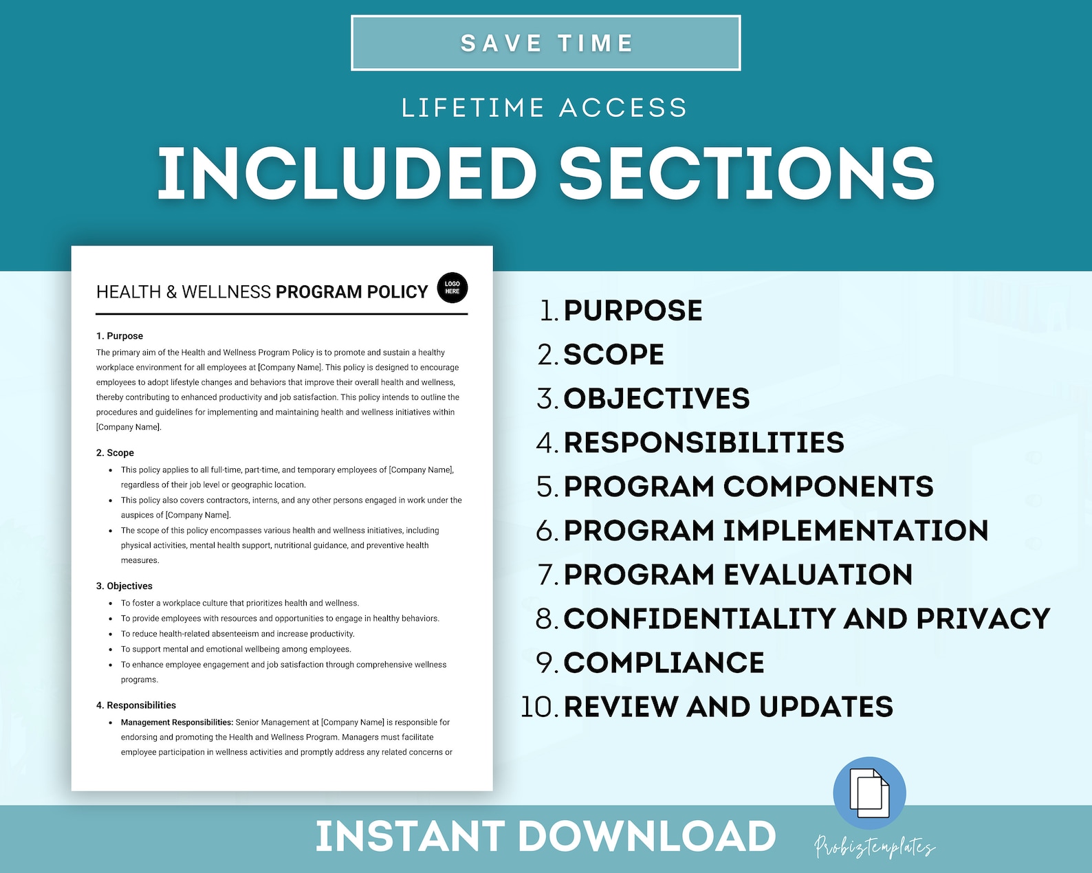 Health and Wellness Program Policy Template, Employee Wellness Policy ...