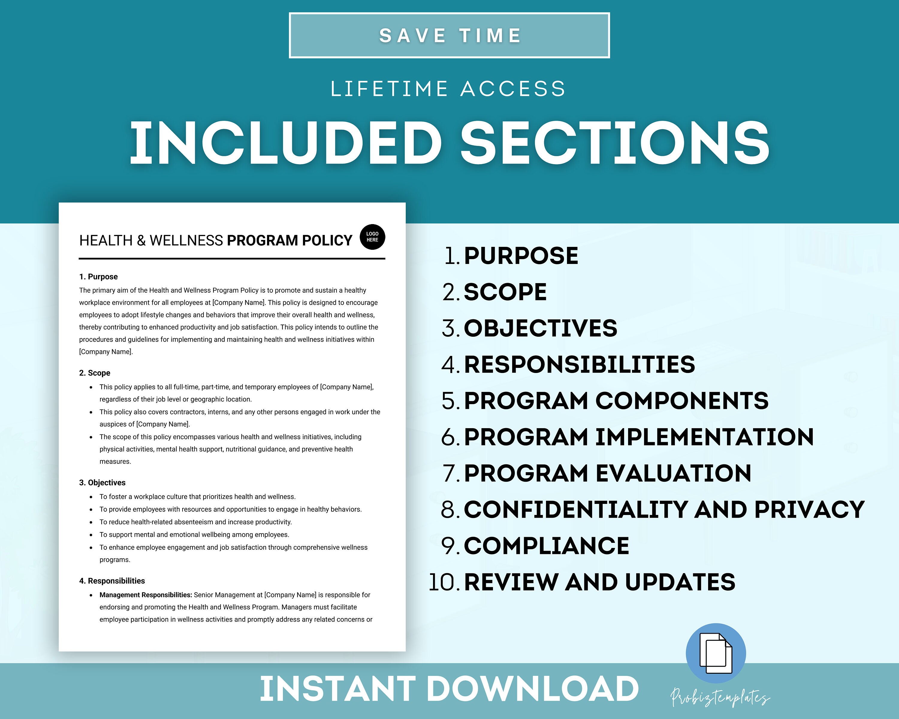 Health and Wellness Program Policy Template, Employee Wellness Policy ...