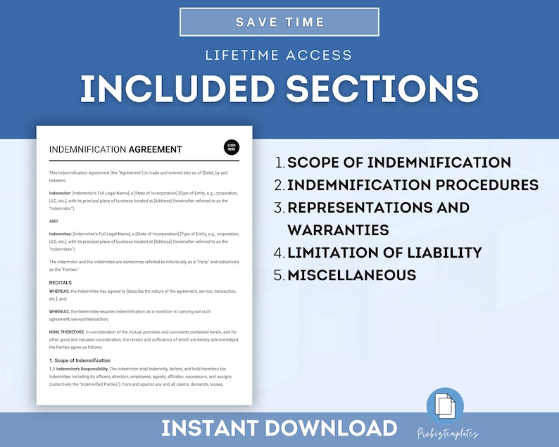 Indemnification Agreement Template, Company Indemnity Agreement ...