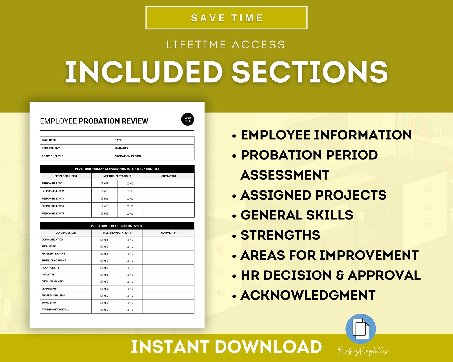 Employee Probation Review Template, Employee Performance Review ...