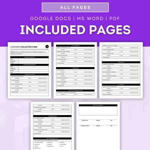 Coworker Evaluation Form Template, Peer Review Form, Colleague ...