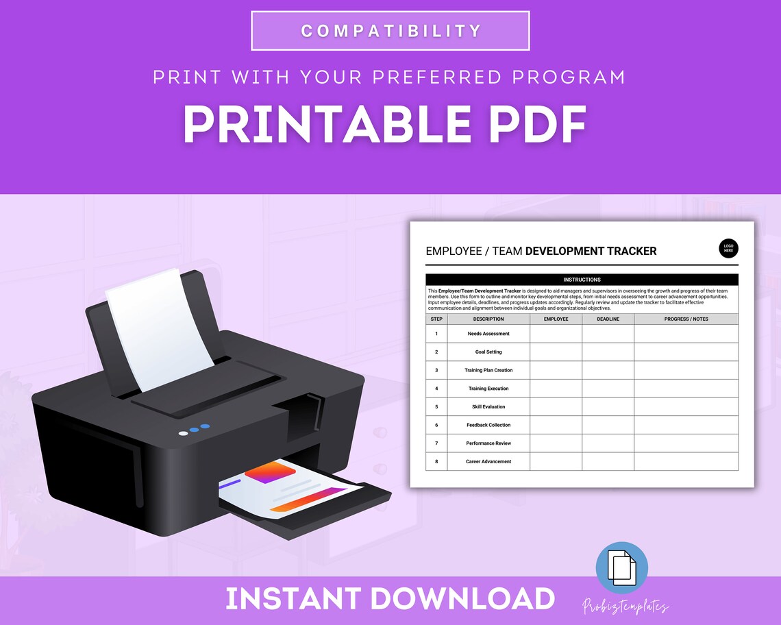 Employee & Team Development Tracker Template, Team Development Monitoring Tool, Staff Growth ...
