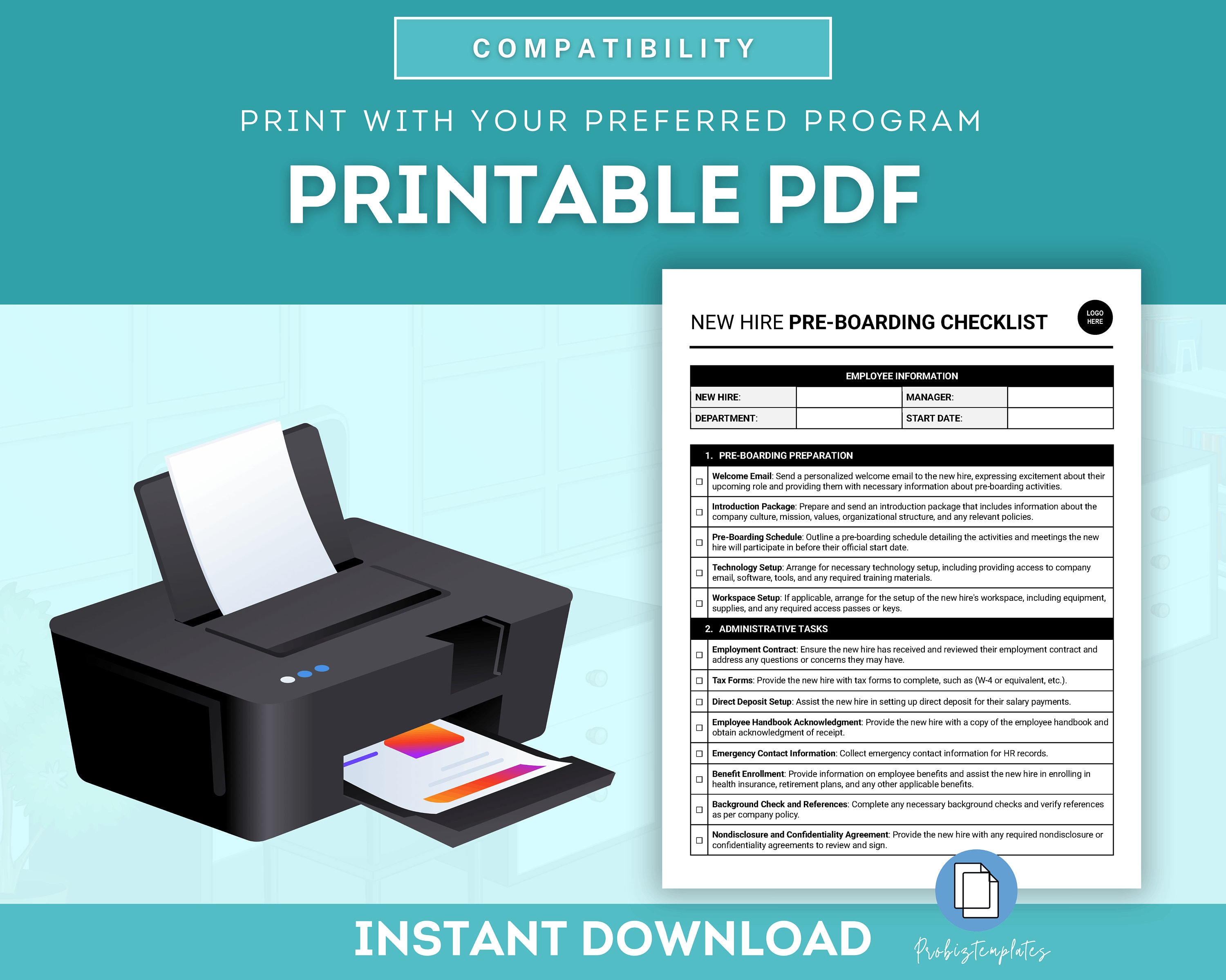 New Hire Pre-boarding Checklist, New Staff Pre-boarding Checklist ...
