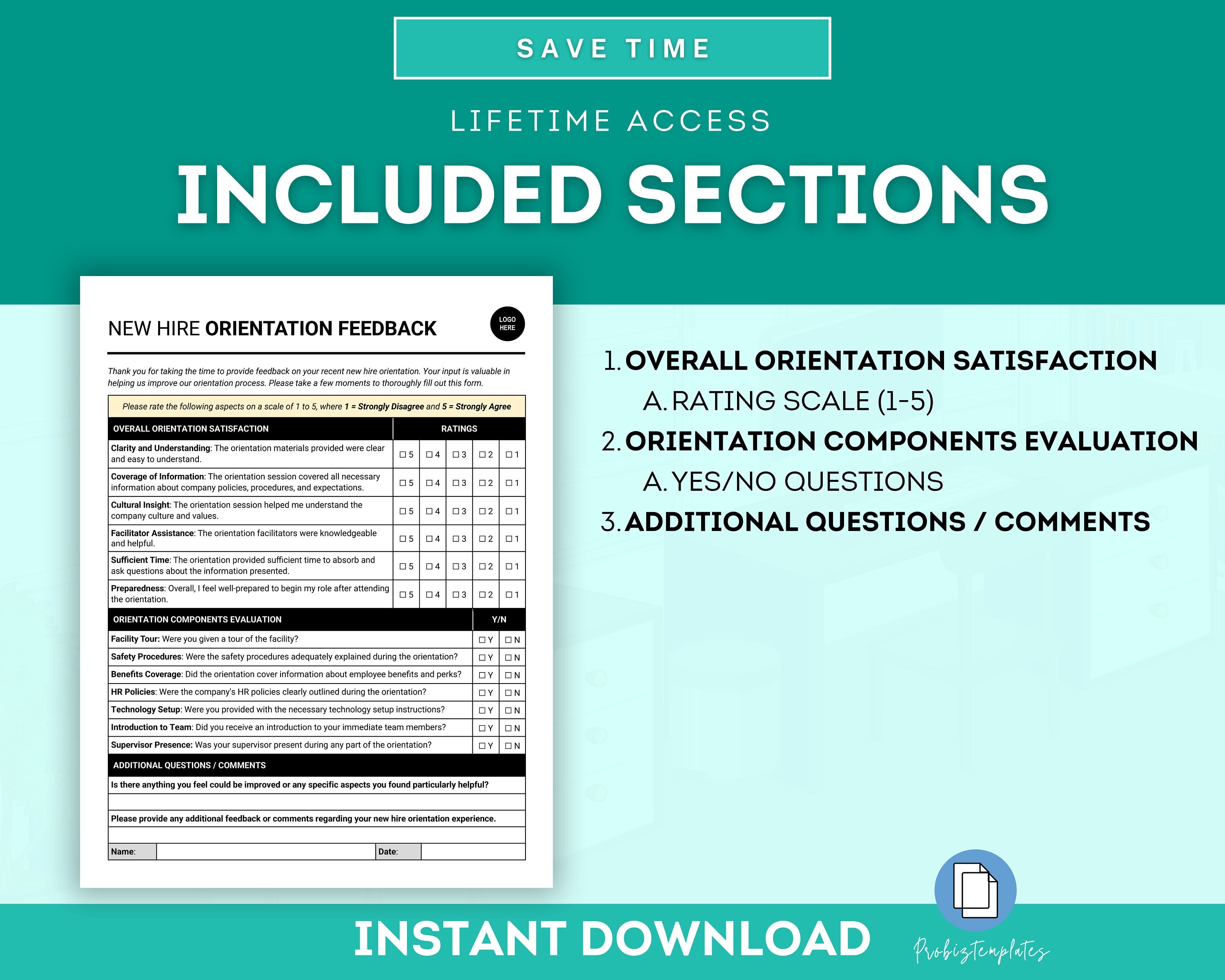 New Hire Orientation Feedback Form Template, Onboarding Evaluation ...