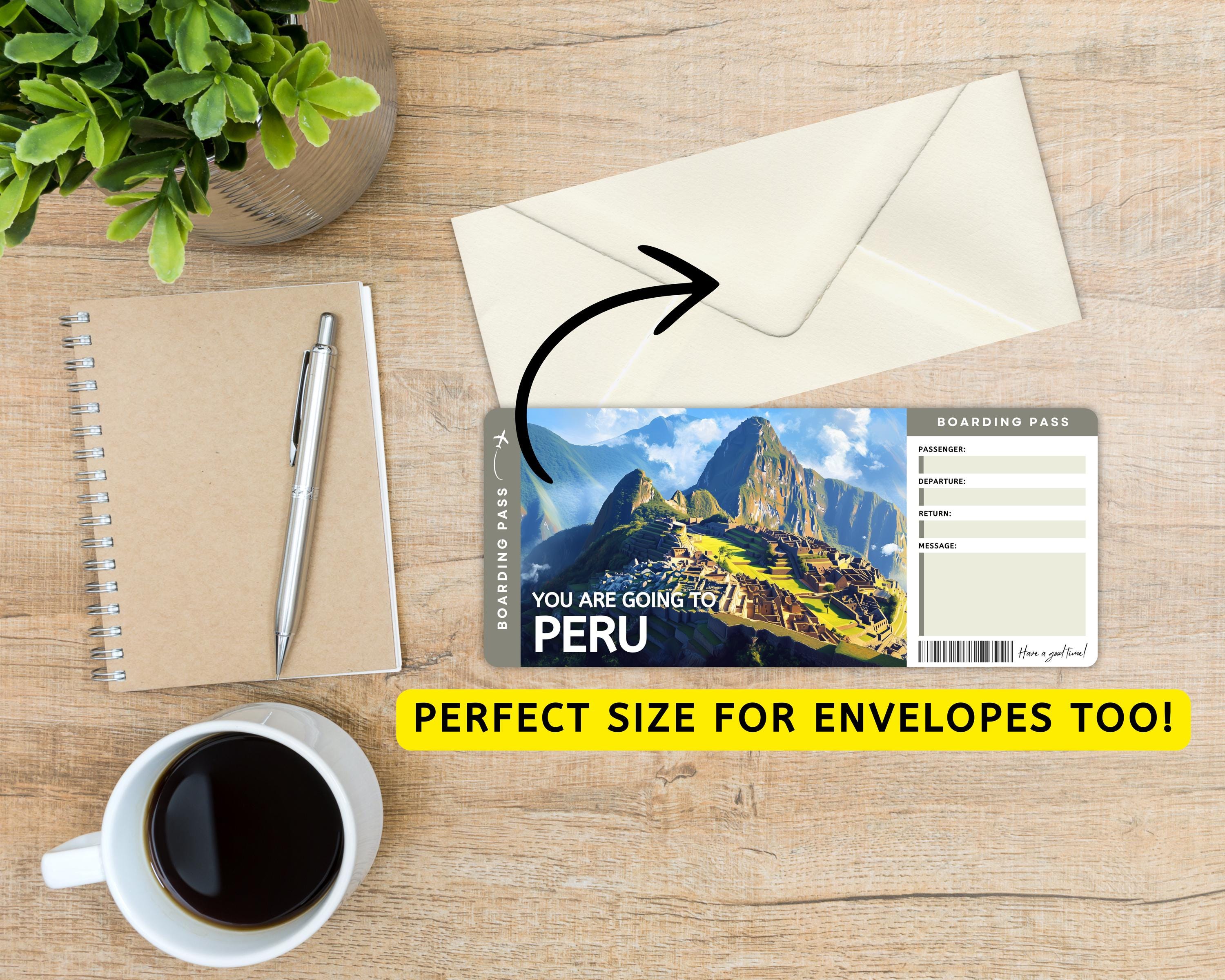 Printable Peru Surprise Gift Ticket, Editable Machu Picchu Boarding ...