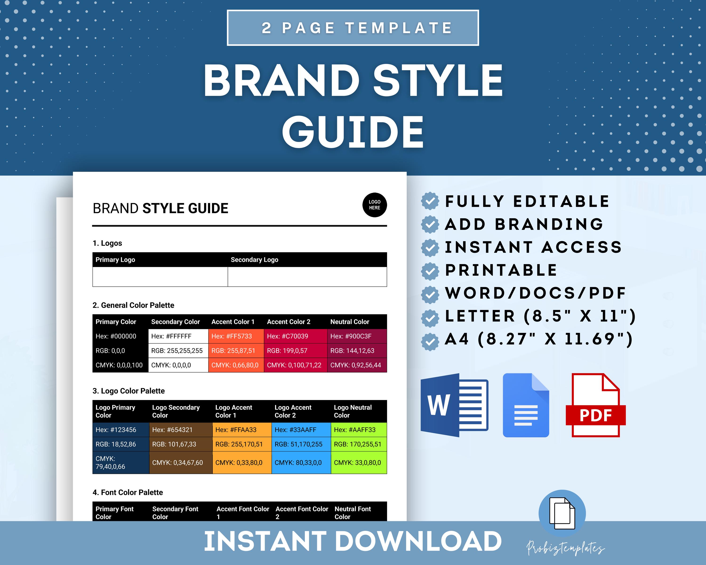 Brand Style Guide Template, Company Brand Style Guidelines, Branding ...