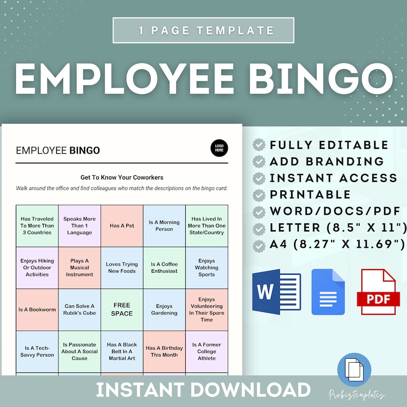 Icebreaker Employee Bingo - Etsy