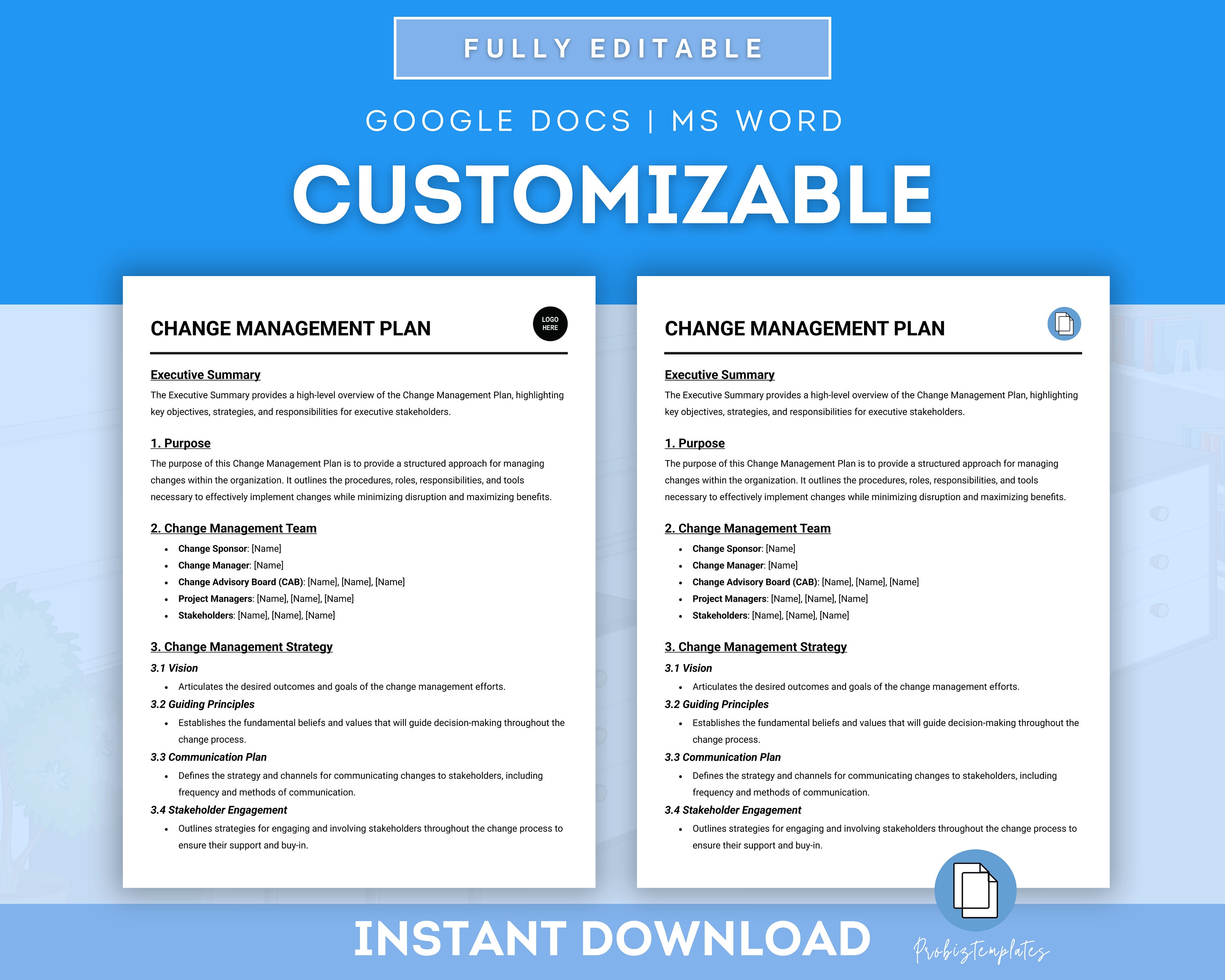 Change Management Plan Template, Organizational Change Strategy ...