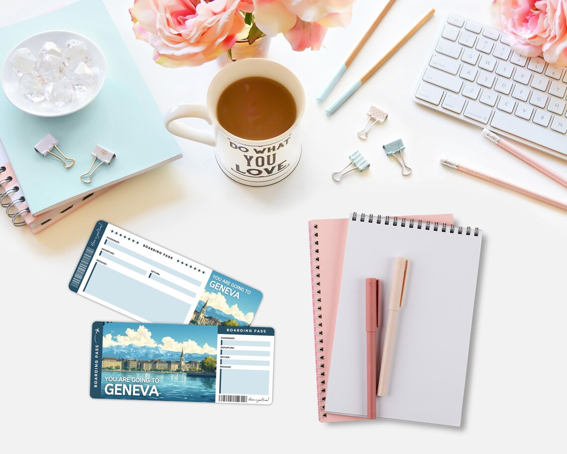 Printable Geneva Surprise Gift Ticket, Editable Switzerland Vacation ...