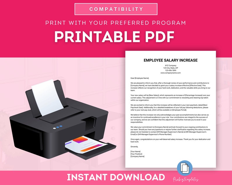 Salary Increase Letter Template, Pay Raise Announcement Letter, Salary ...