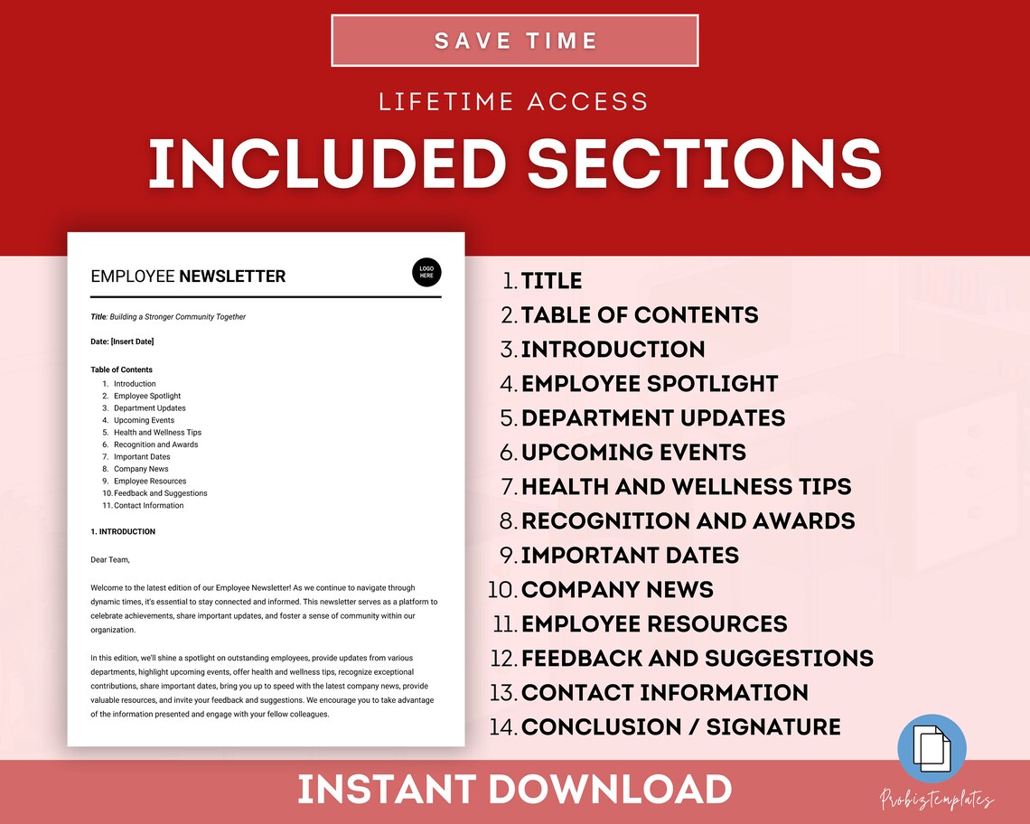 Employee Newsletter Template, Company Newsletter, Staff Bulletin, Team ...