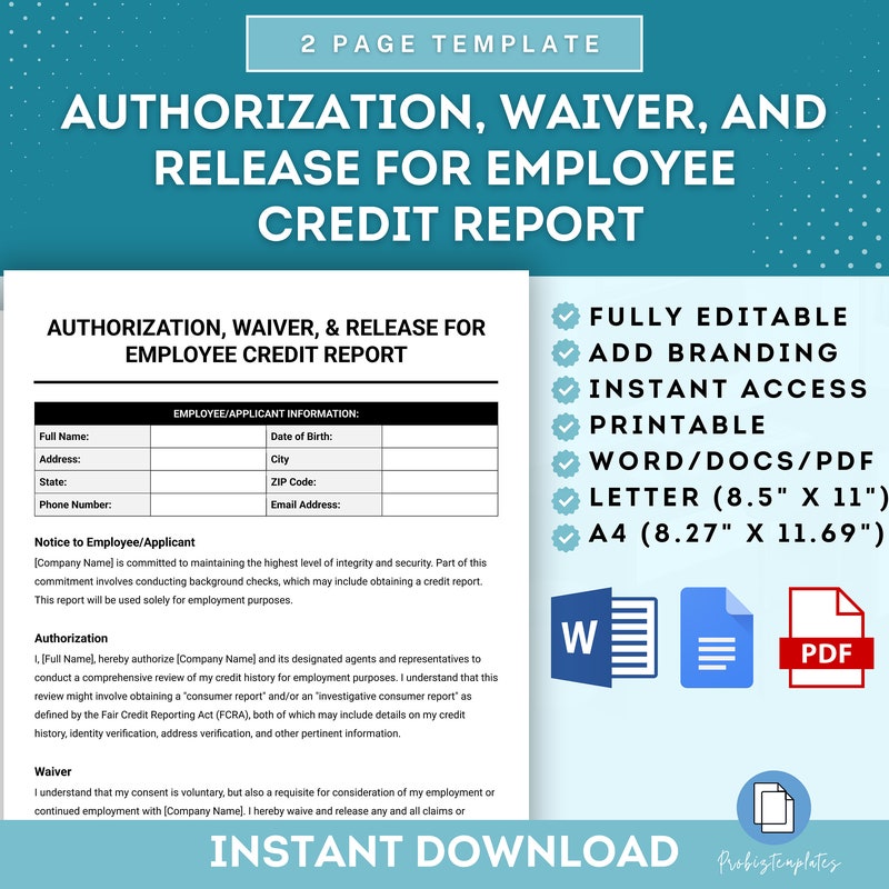 Credit Report Forms - Etsy