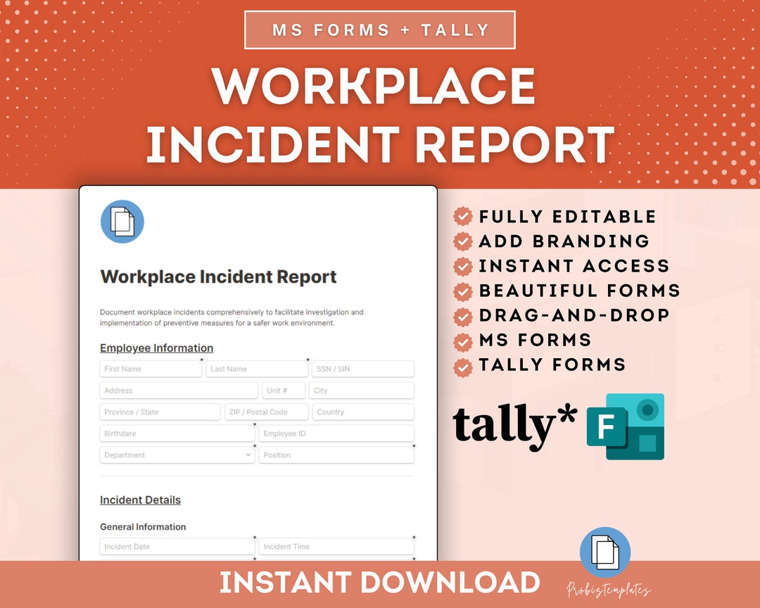 Workplace Incident Report Online Form, Workplace Accident Report Form ...