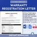 Warranty Registration Letter, Product Warranty Registration, Warranty ...