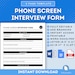 Phone Screen Interview Form Template, Pre-interview Screening Checklist ...