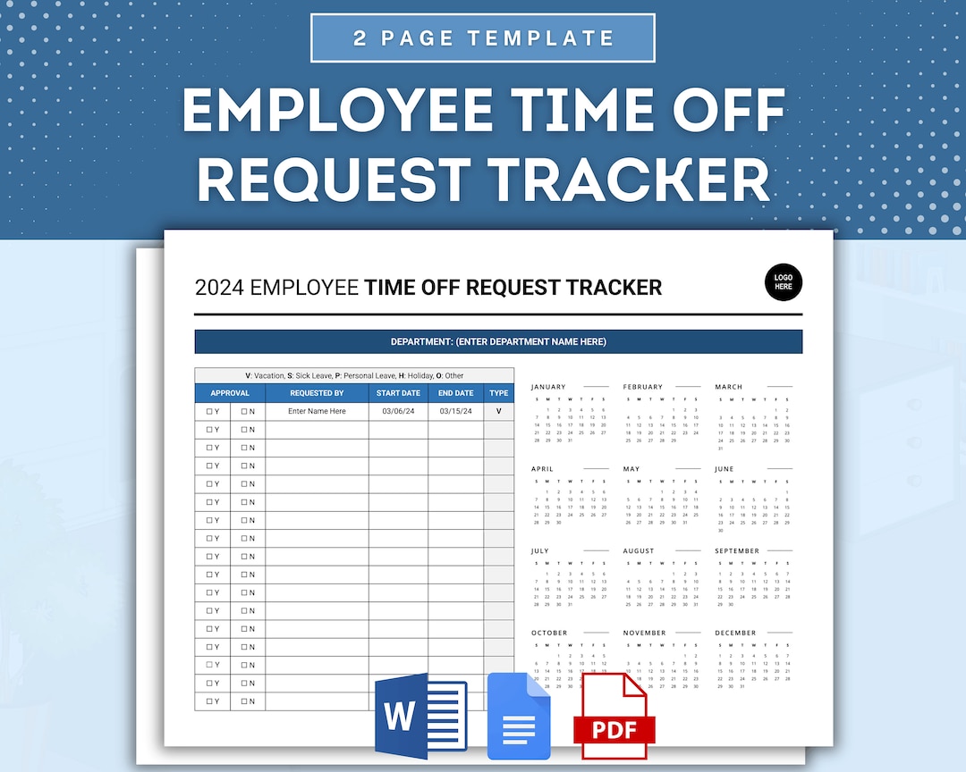 Employee Time off Request Tracker 2024 Template, Staff Leave Management ...