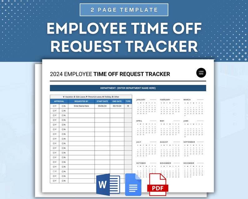 Employee Time off Request Tracker 2024 Template, Staff Leave Management ...