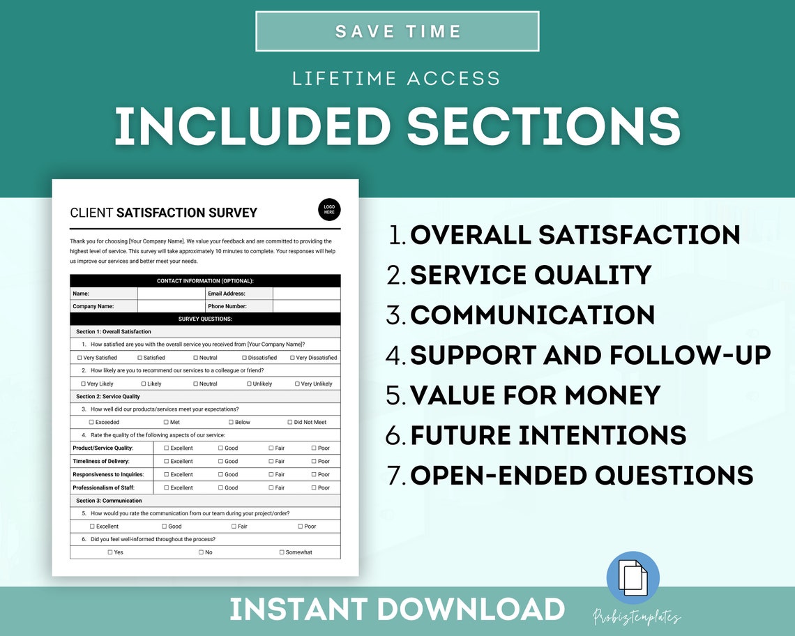 Client Satisfaction Survey Template, Customer Feedback Survey, Client ...