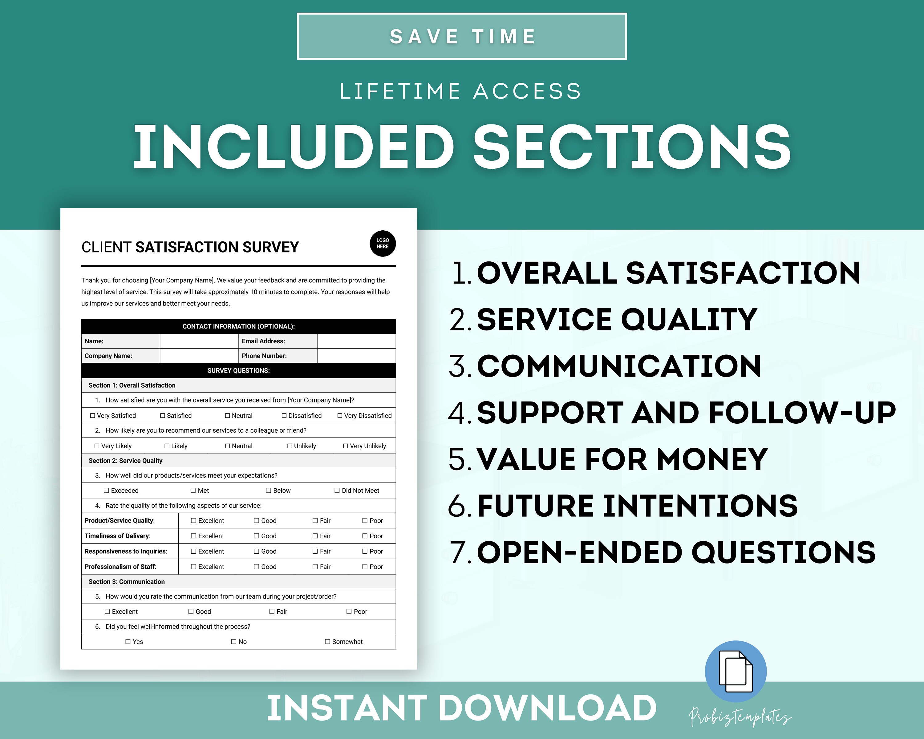 Client Satisfaction Survey Template, Customer Feedback Survey, Client ...
