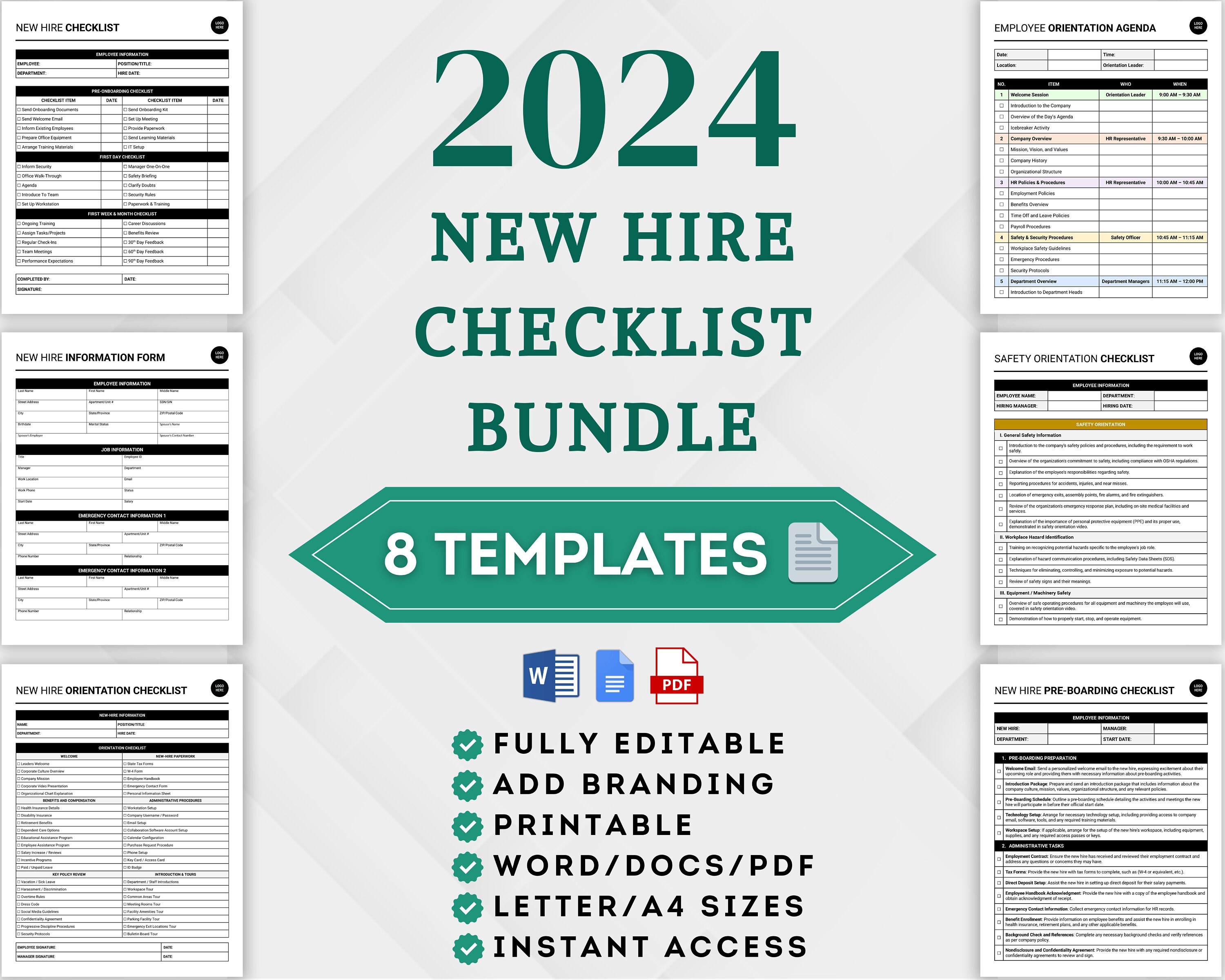 New Hire Checklist Bundle, Employee Orientation Bundle, Employment ...