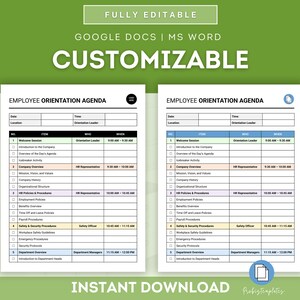 Employee Orientation Agenda Template, New Hire Onboarding Schedule ...