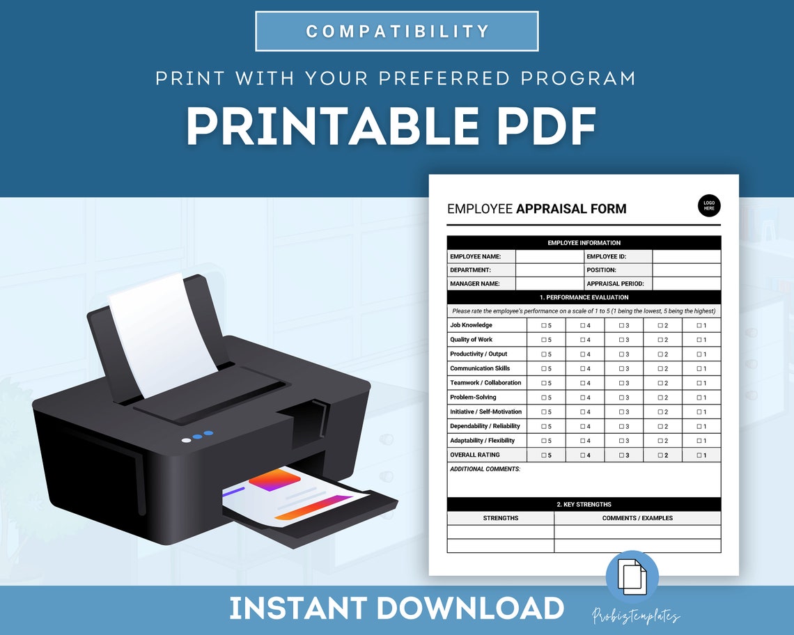 Employee Appraisal Form Template, Employee Performance Evaluation Form ...