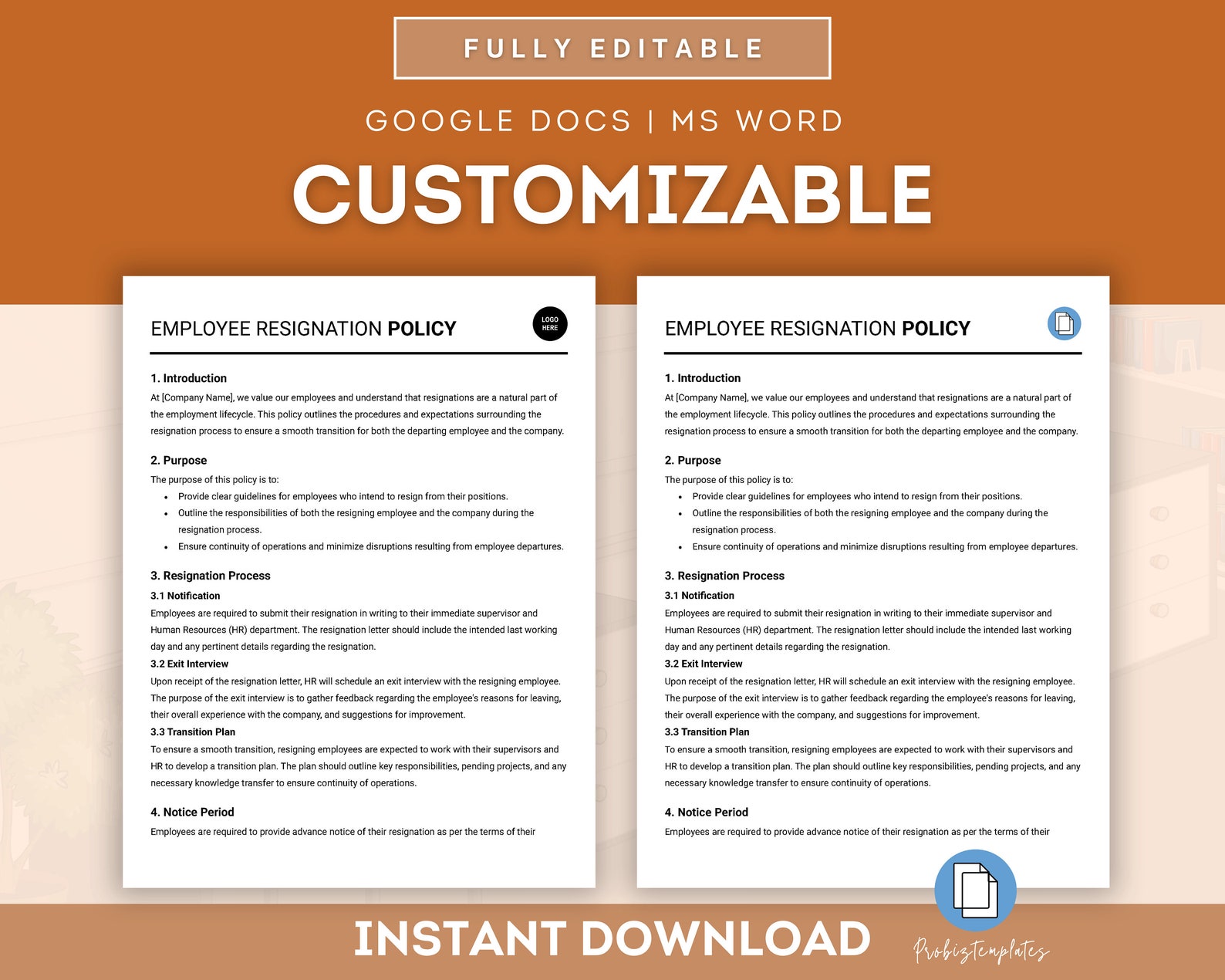 Employee Resignation Policy Template, Employee Exit Policy Template ...
