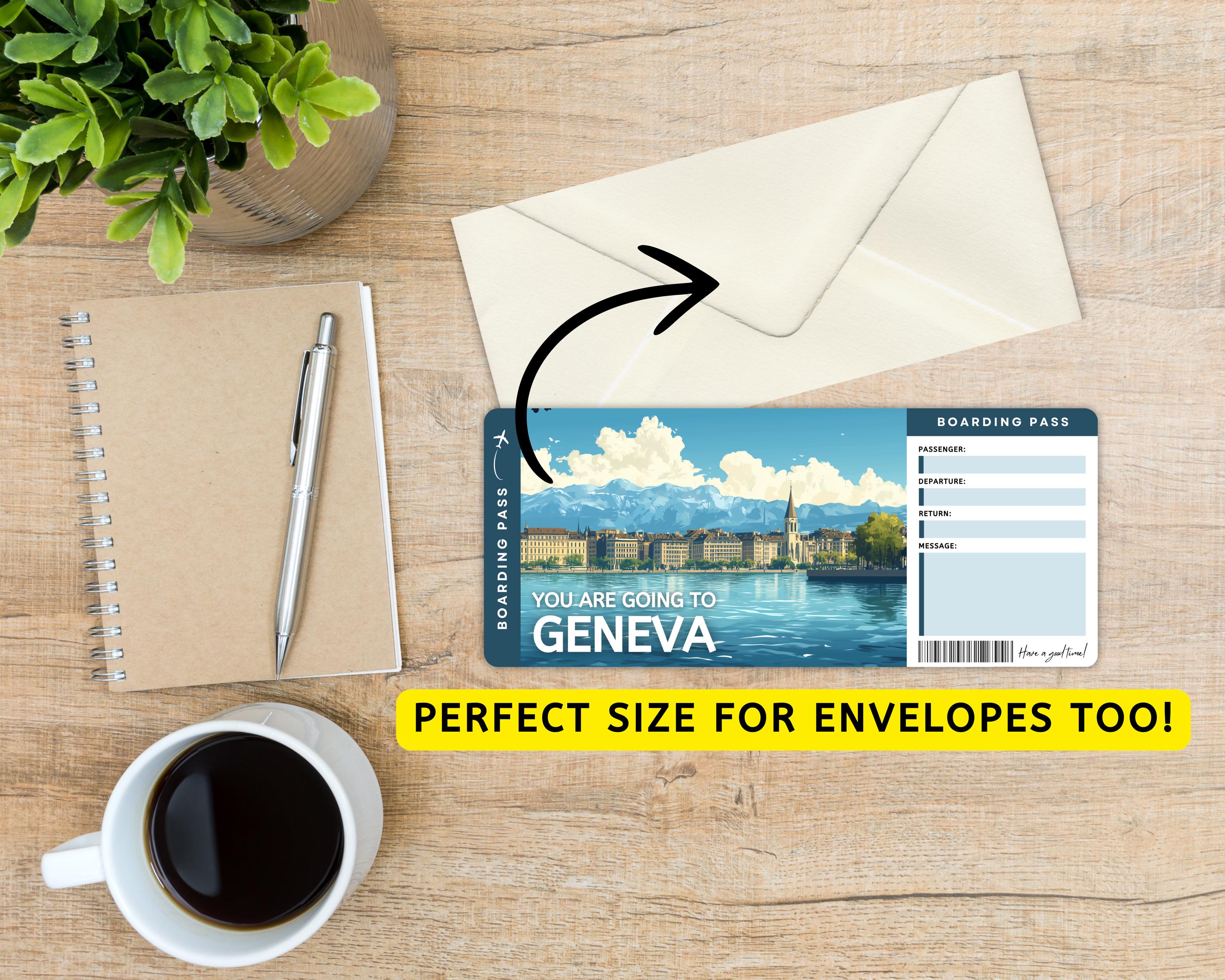 Printable Geneva Surprise Gift Ticket, Editable Switzerland Vacation ...