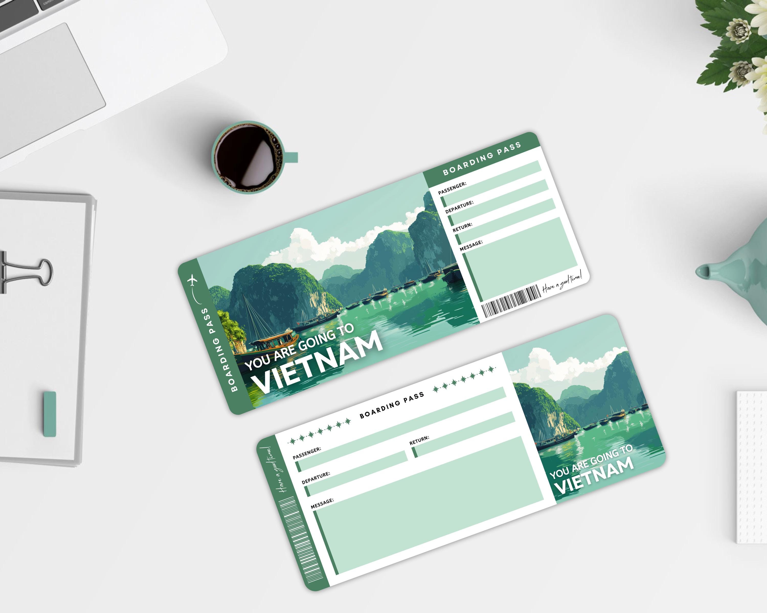 Printable Vietnam Surprise Gift Ticket, Editable South East Asia ...