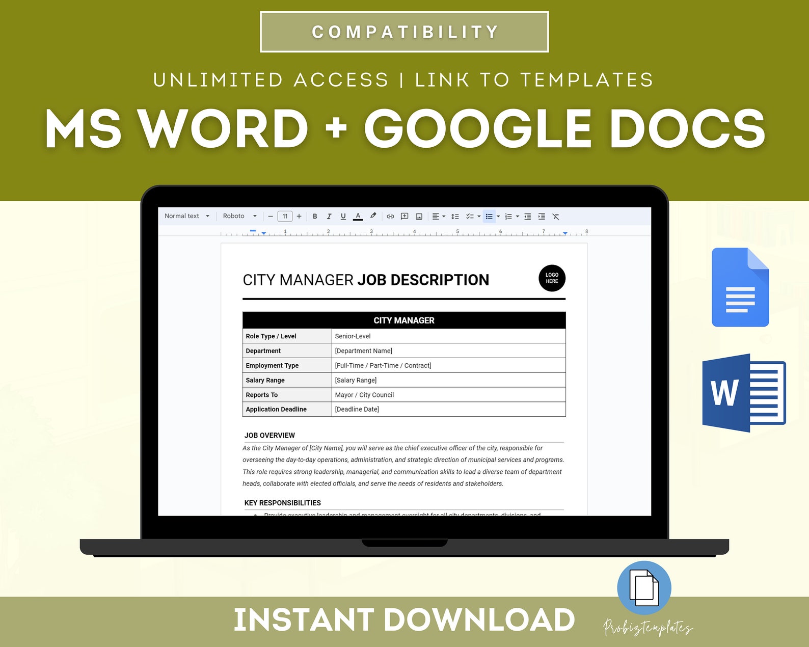 City Manager Job Description Template, Municipal Manager ...