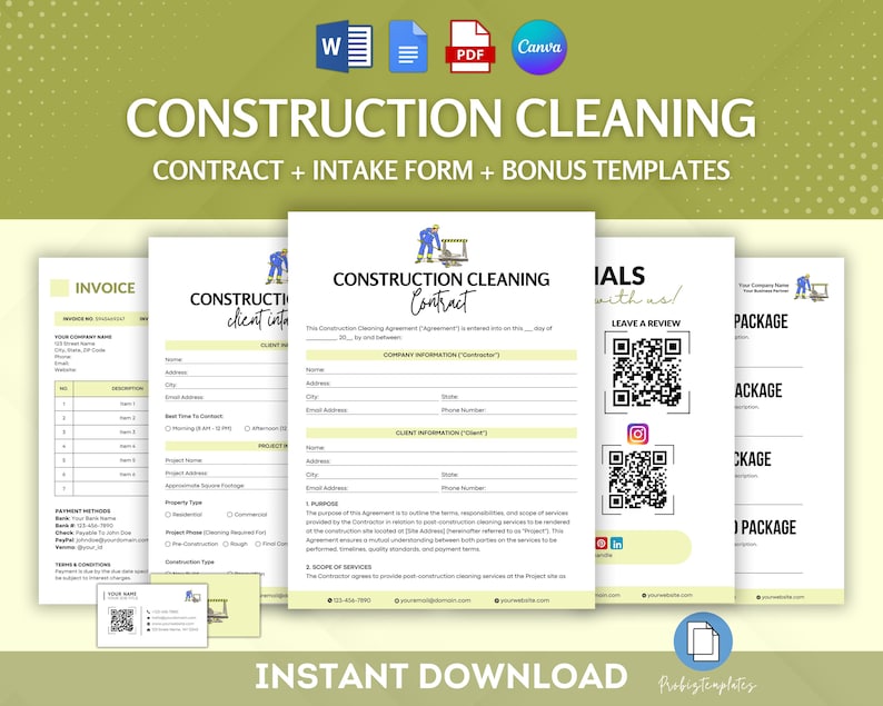 Construction Cleaning Contract, Cleaning Services Agreement, Post ...