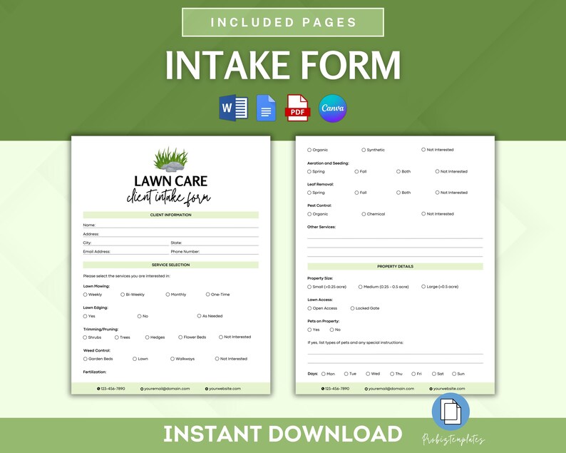 Lawn Care Contract Bundle, Landscaping Service Agreement Template, Yard ...