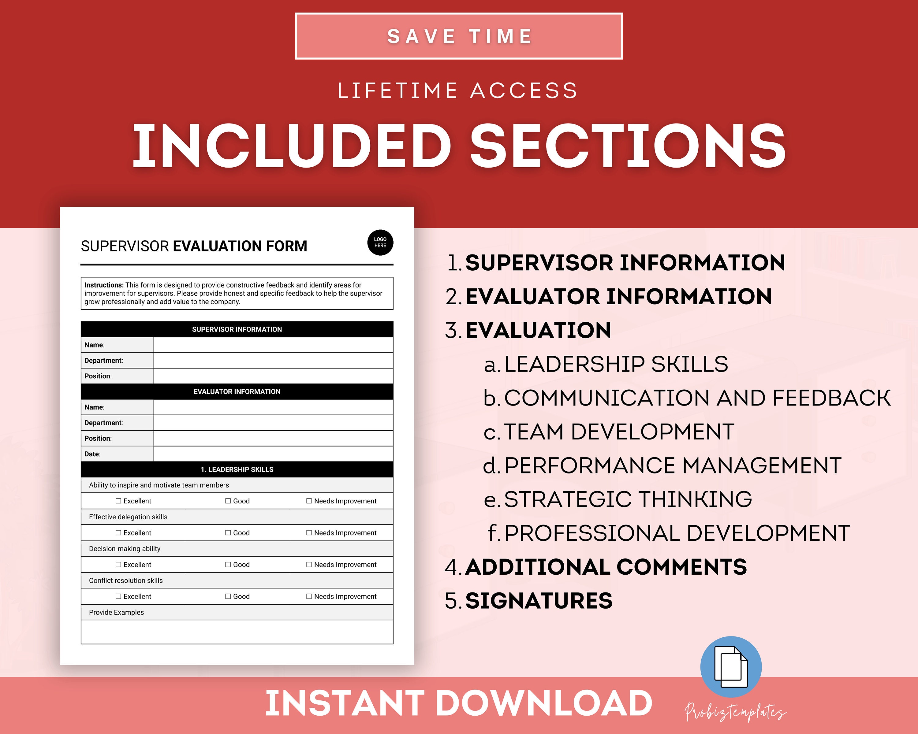 Supervisor Evaluation Form Template, Manager Performance Review Form ...