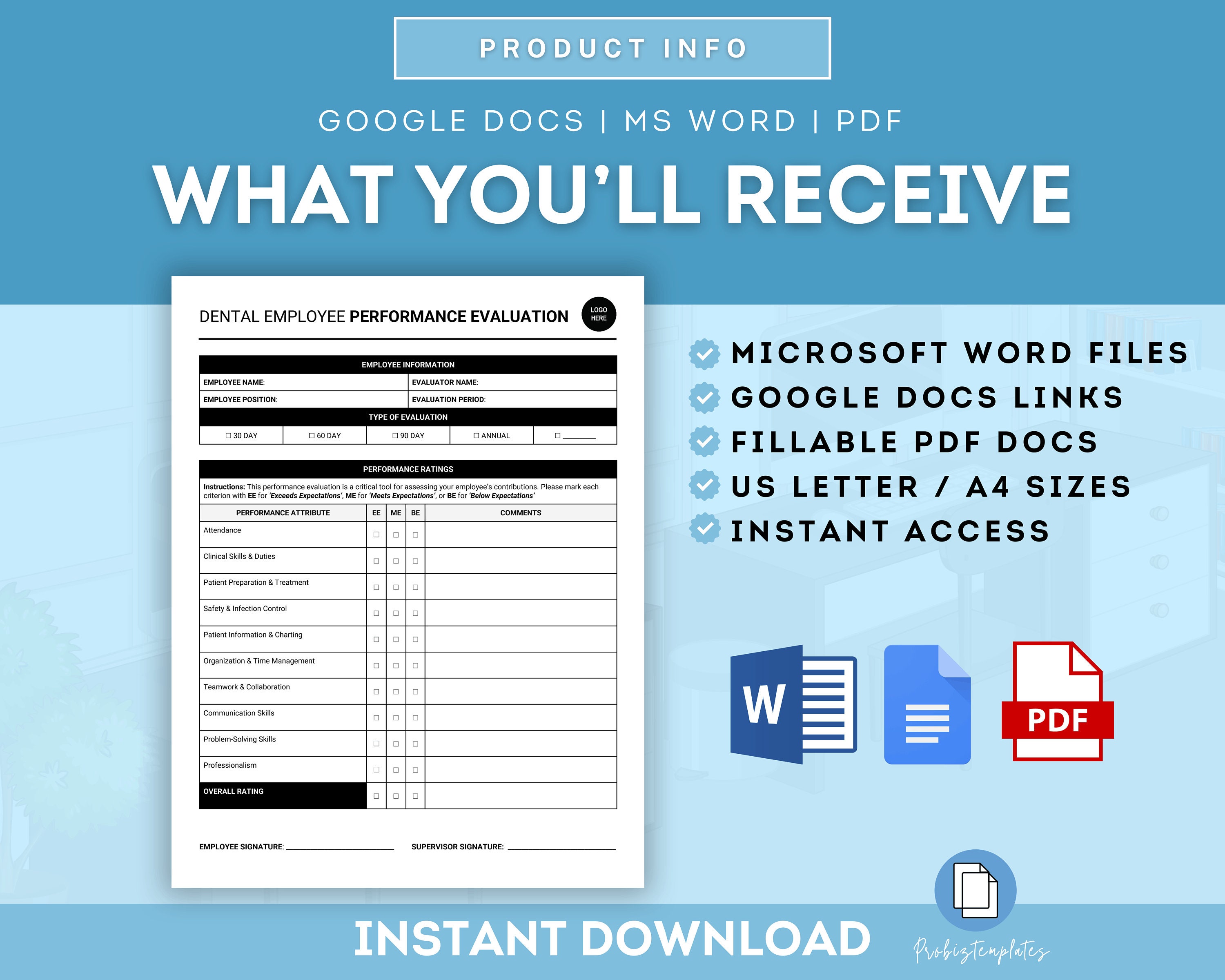 Dental Employee Performance Evaluation Form, Dental Staff Performance ...