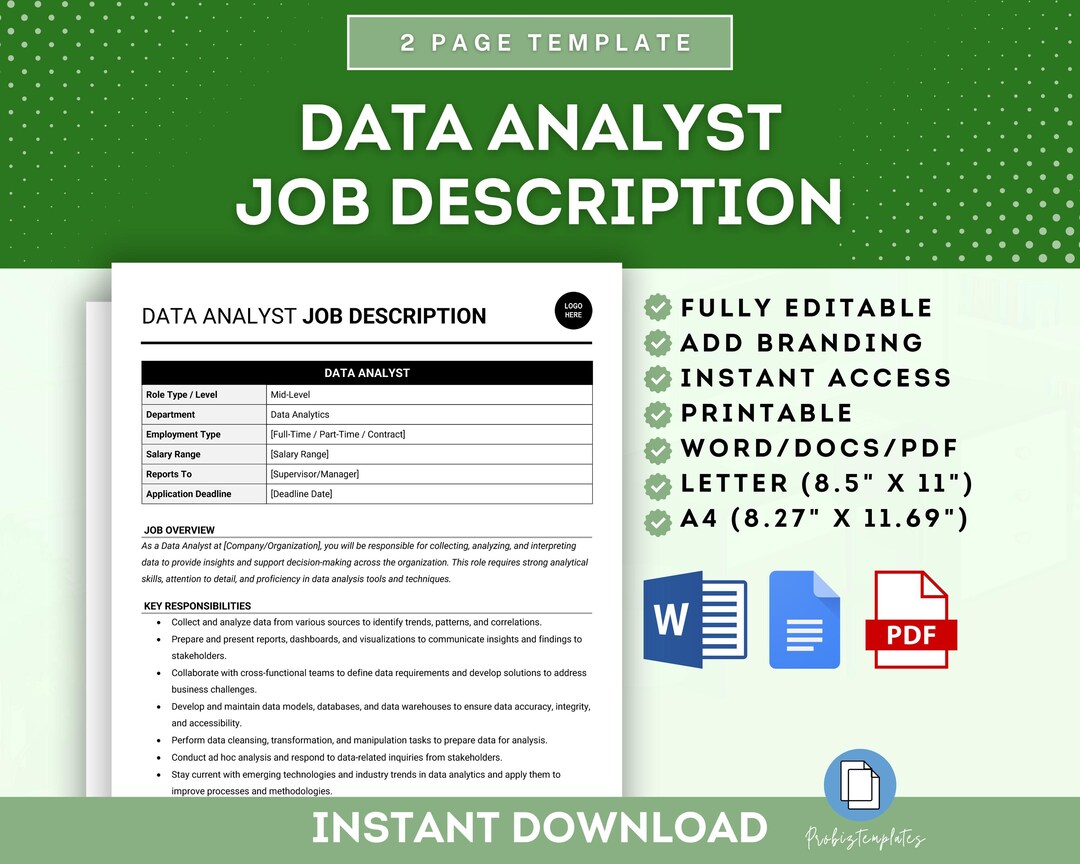 Data Analyst Job Description, Data Modeler Role, Systems Analyst ...