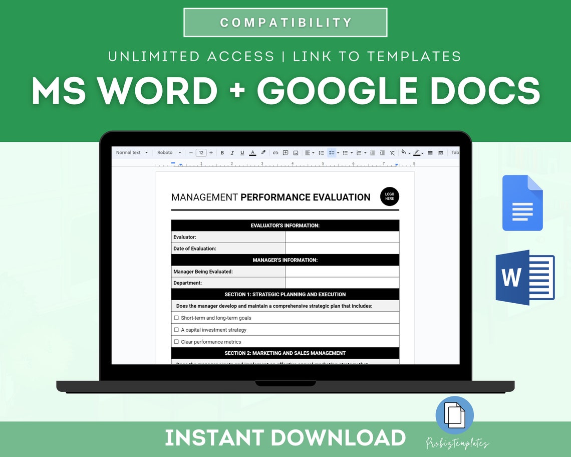 Management Performance Evaluation Form Template, Leadership Evaluation ...