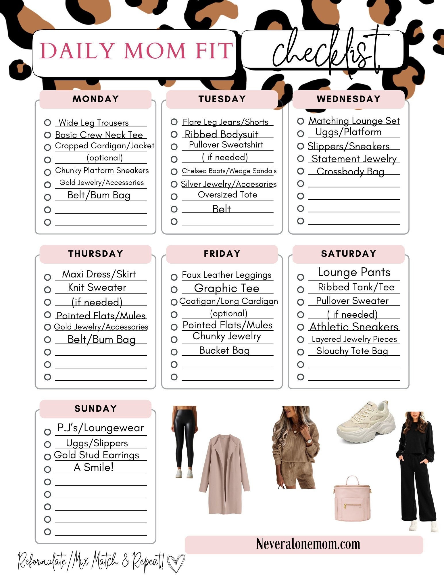 Daily Mom Fit Checklist PDF - Etsy