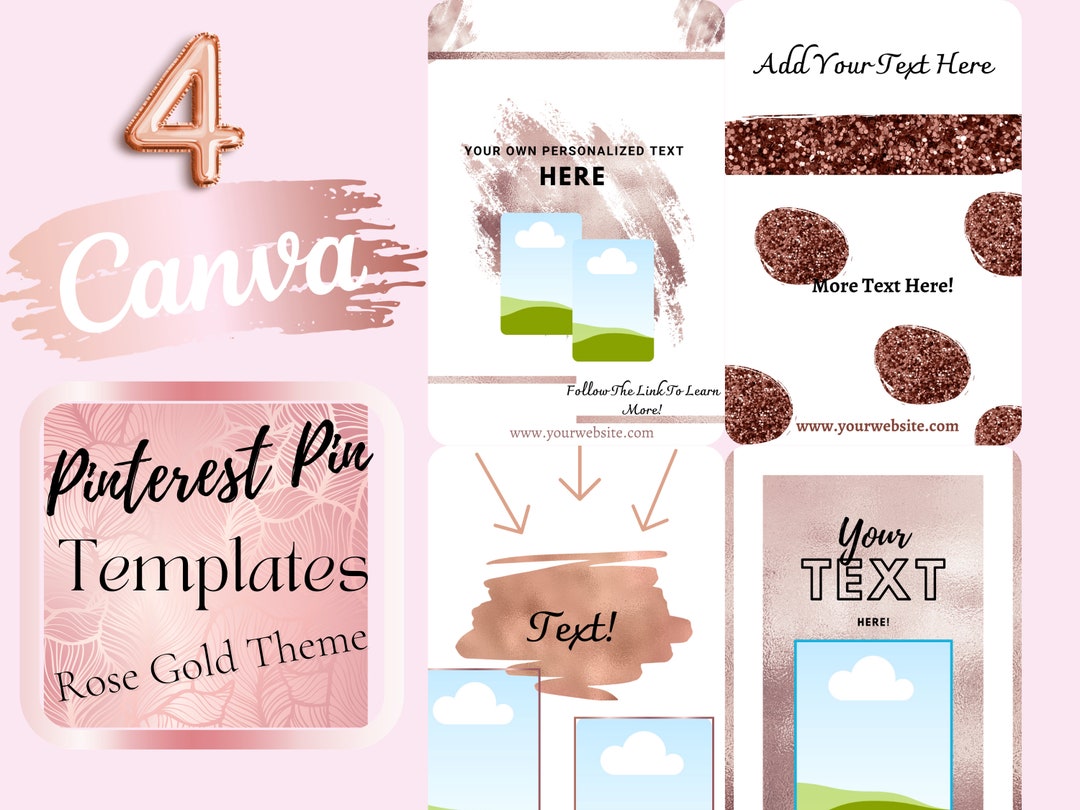 Rose Gold Canva Template 4-pack - Etsy