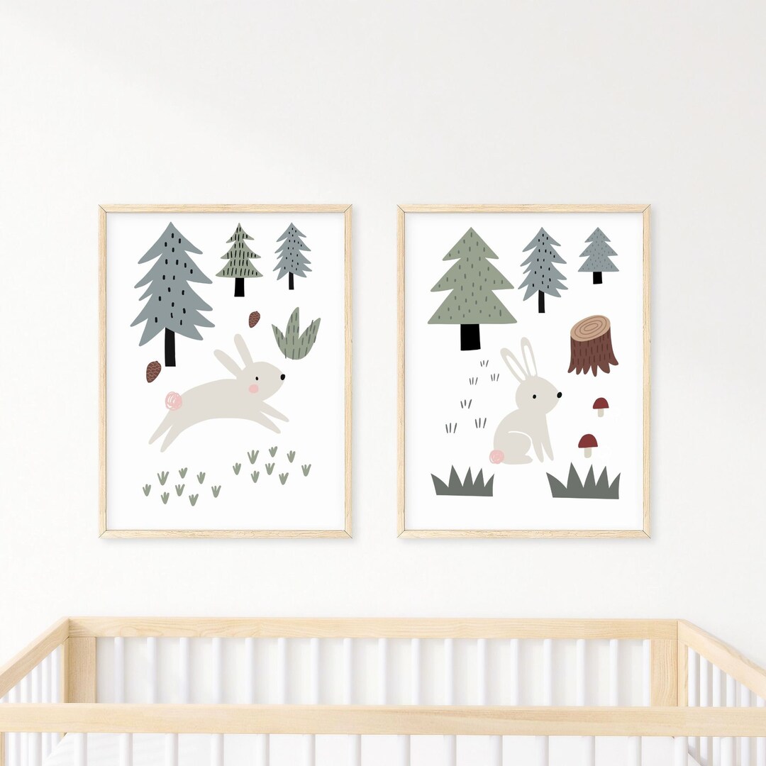 Jungle Rabbit Prints - Cute Rabbit Prints - Rabbit Wall Art - Nursery ...