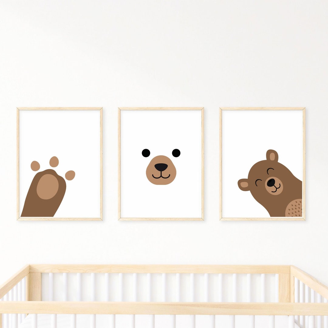 Bear Prints - Cute Bear Wall Art - Bear Face Prints - Bear Paw Prints ...