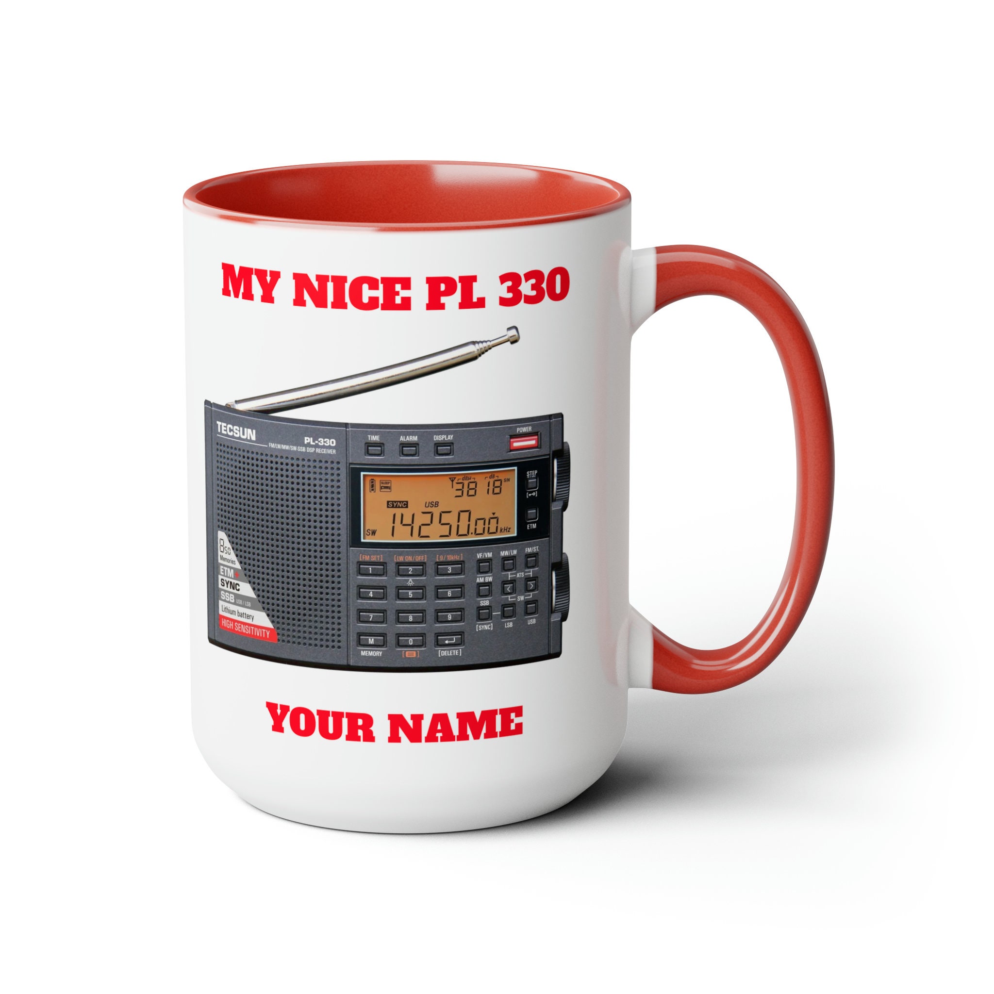 Two-tone Coffee Mugs, 15oz SWL Short Wave Listener With Tecsun PL 330 ...