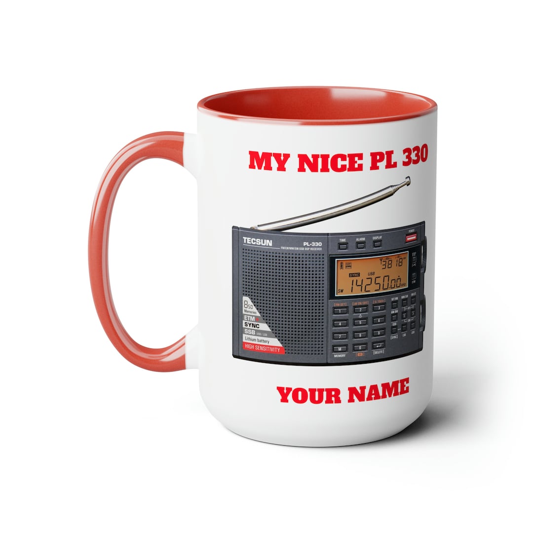 Two-tone Coffee Mugs, 15oz SWL Short Wave Listener With Tecsun PL 330 ...
