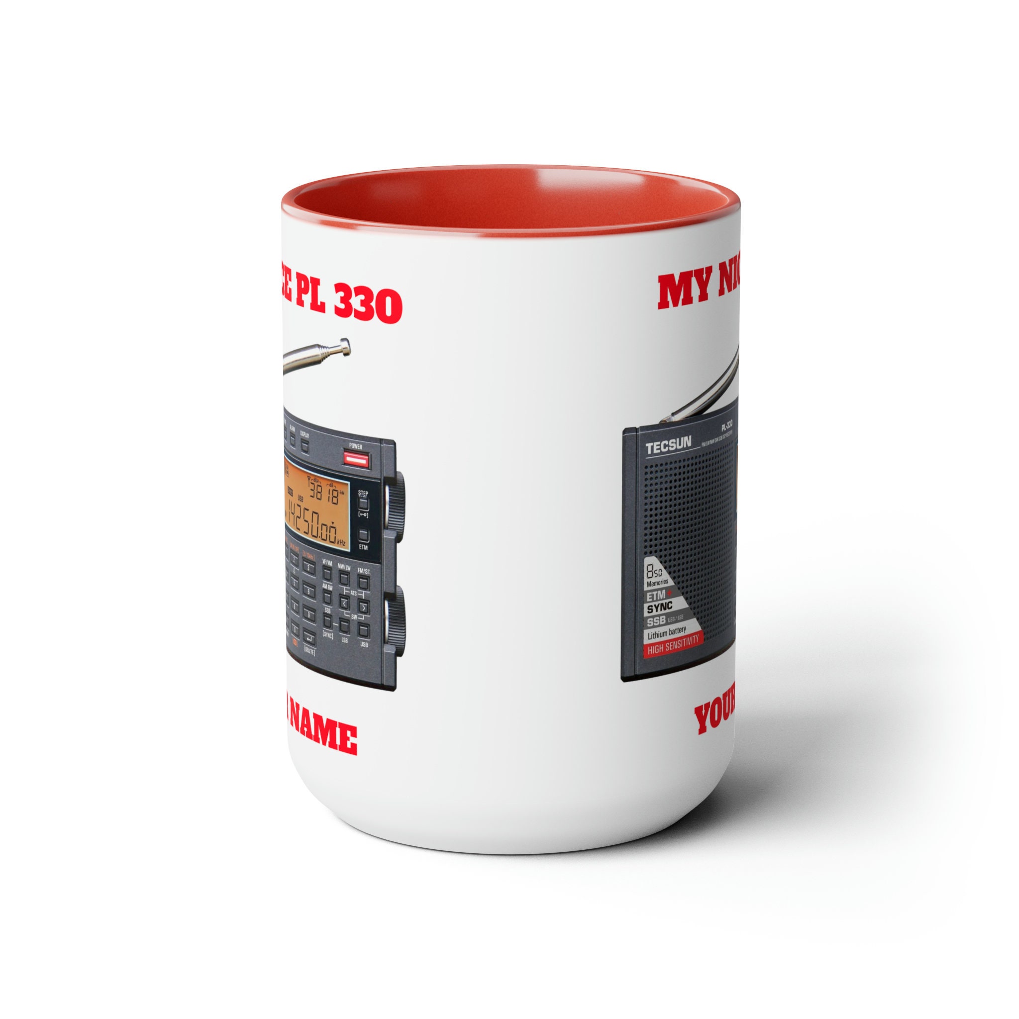 Two-tone Coffee Mugs, 15oz SWL Short Wave Listener With Tecsun PL 330 ...