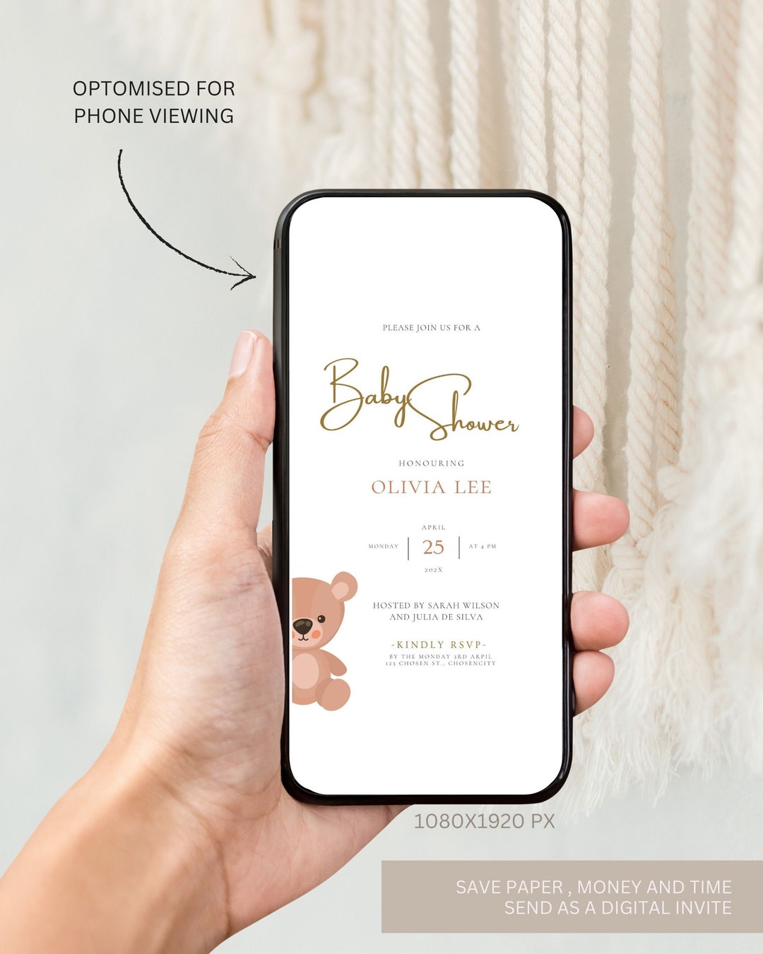 Digital Baby Shower Invitation, Electronic Baby Shower Invite Template ...