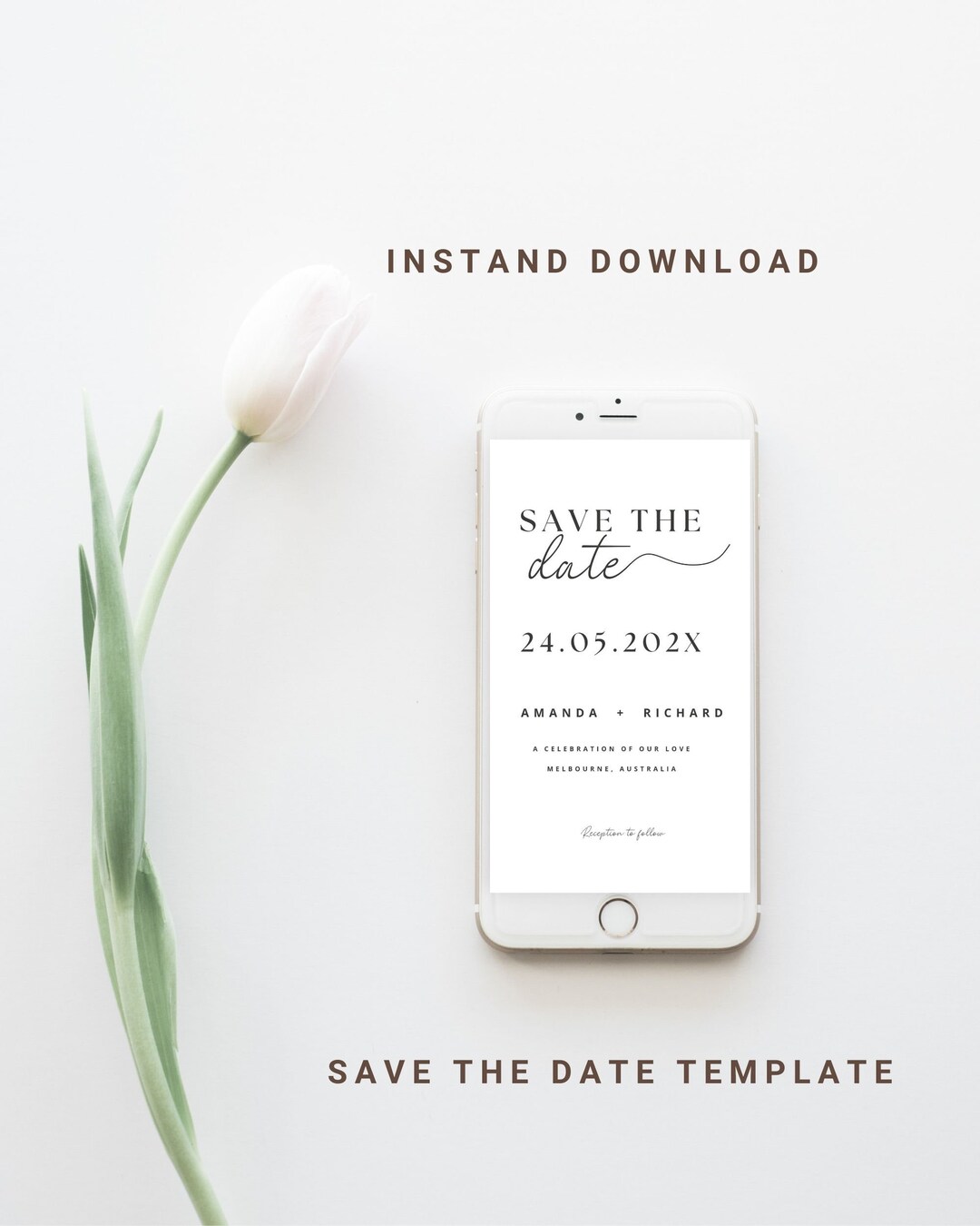 Save the Date E-invite Template, Minimalist DIY Save Date Digital ...